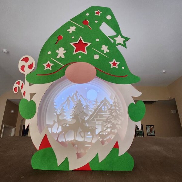 Pack 3 Christmas Gnome Lantern Shadow Box SVG Light Box for Cricut ...