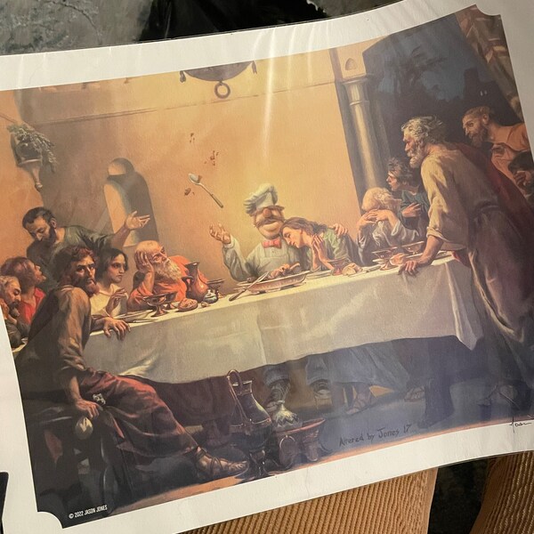 11" by 14" "messy Last Supper" Altered Thrift Store Art Print - Etsy