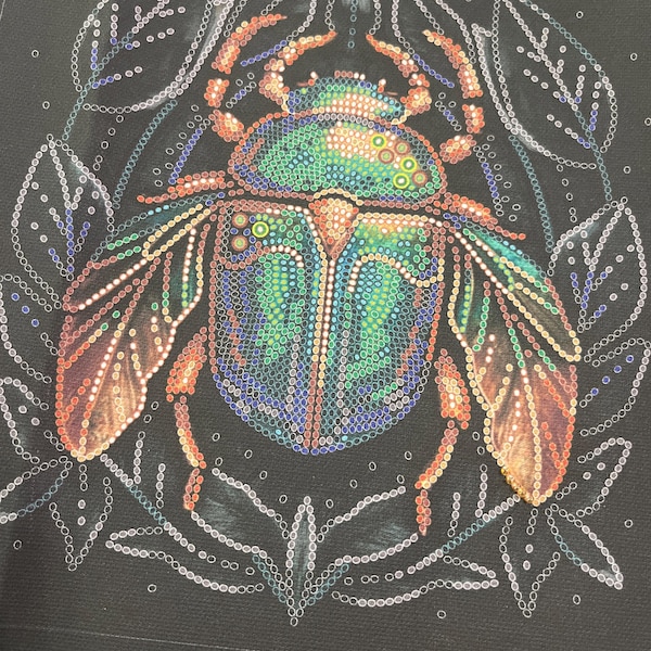Bead Embroidery Kit on Art Canvas - Emerald Beetle. DIY Beadwork Kit ...