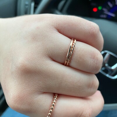 Stacking Ring Set Ultra Thin Stacking Rings Twist Ring, Dainty Beaded Ring, Midi Ring Minimalist ...