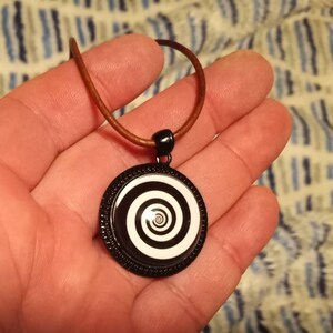 Twilight Zone Necklace - Hypnotic Spiral Glass Jet Black Twilight Zone Necklace - Hypnotic Spiral Glass Jet Black