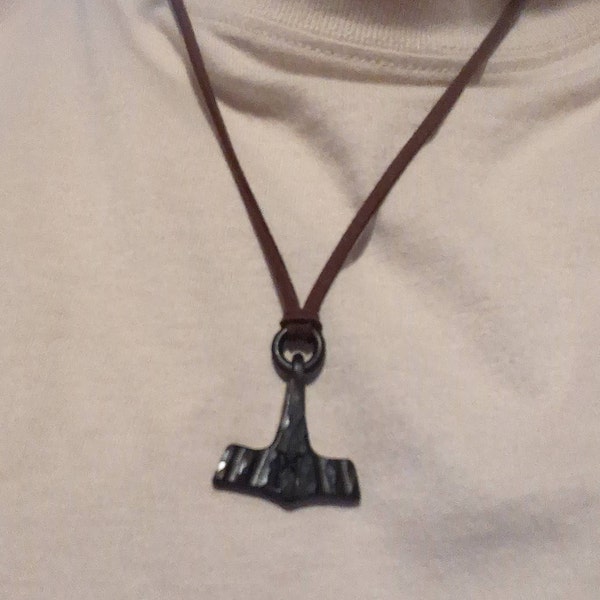 Forged Black Iron Small Thor's Hammer Pendant, Available With Custom ...