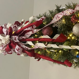 Rustic Christmas Tree Topper Bow, Large Christmas Bow Tree Topper ...