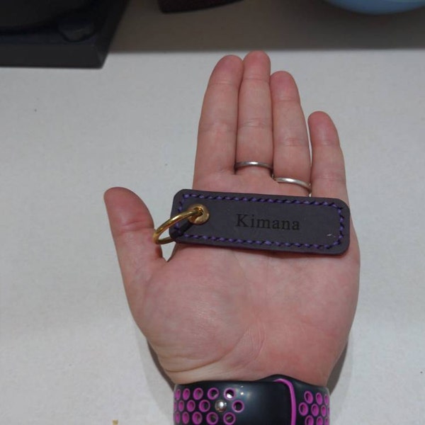 Personalized Leather Keychain Key Chain , Engraved Custom Key Tags ...