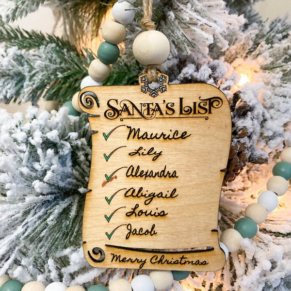Santa's List Personalized Scroll Ornament SVG Laser Cut File Ornament ...