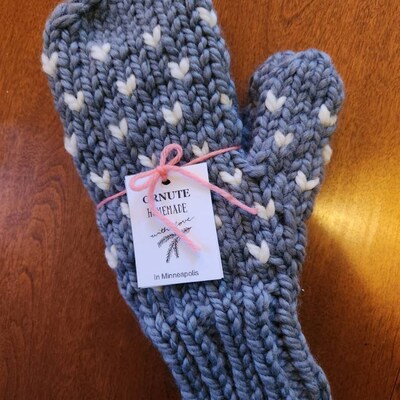 Mittens for Women Wool Fair Isle Heart Mittens Hand Knitted Heart ...
