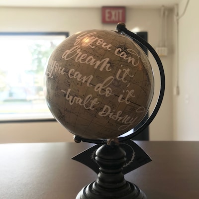 Personalized 4 Globe Hand Lettered Globe Mini Globe Centerpiece World ...