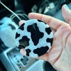 Cow Print Car Coasters, Western Car Decor, Cowhide Vehicle Decor ...