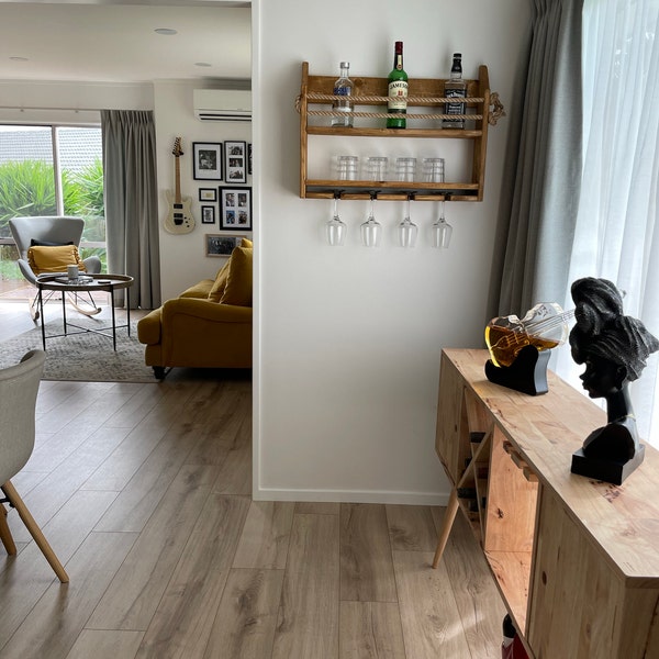 Handcrafted Rustic Wooden Drinks Rack: Wall Mounted Home Bar - Etsy