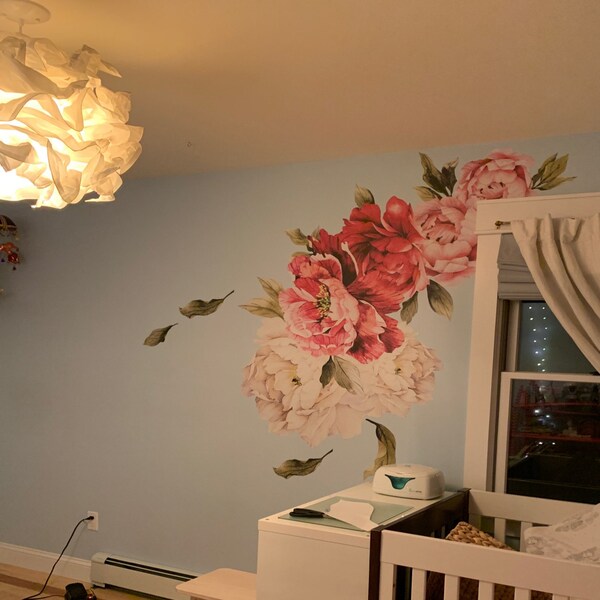 Flower Decals, Large Pink and Red Flower Decals Wall Stickers ...