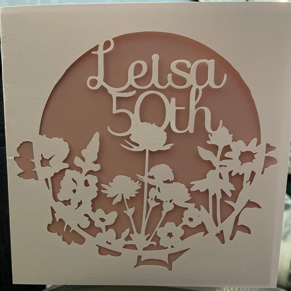 Personalised Floral Wildflower Papercut Name Card, Wedding ...