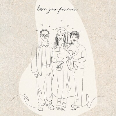 Custom Line Drawing, Family Line Art Drawing, Personalized Mother Gift ...