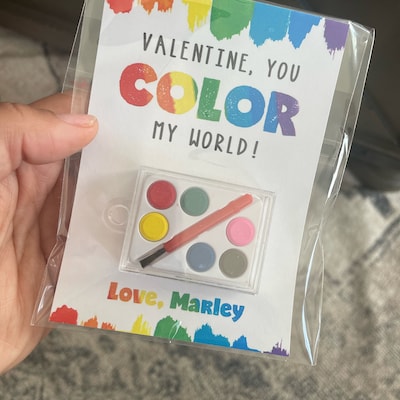 Valentine Cards for Kids, PRINTED Color My World Valentines, Valentine ...