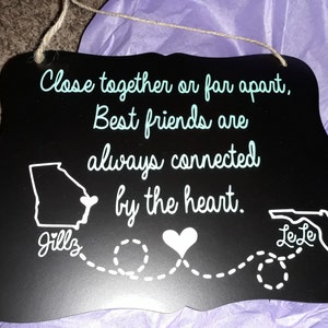 Long Distance Best Friend Gift, Long Distance Relationship Sign ...