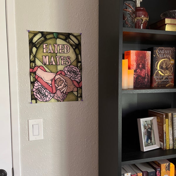 Book Tropes Fated Mates Poster Bookish Wall Art Stained Glass Book Gift ...