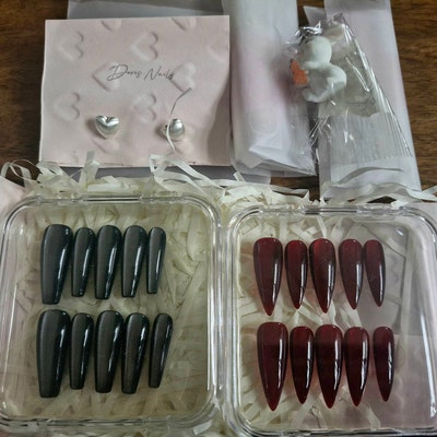 Sanguineous Song-blood Red Clear Gel Minimalist Style Handmade Pointy ...