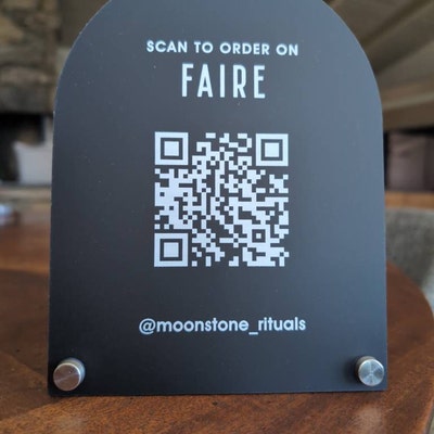 Arched QR Code Social Media Sign 6x7.75 Scannable Table Desk Signage ...