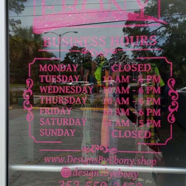 Store Hours Decal, Customized With Your Business Hours | Custom ...