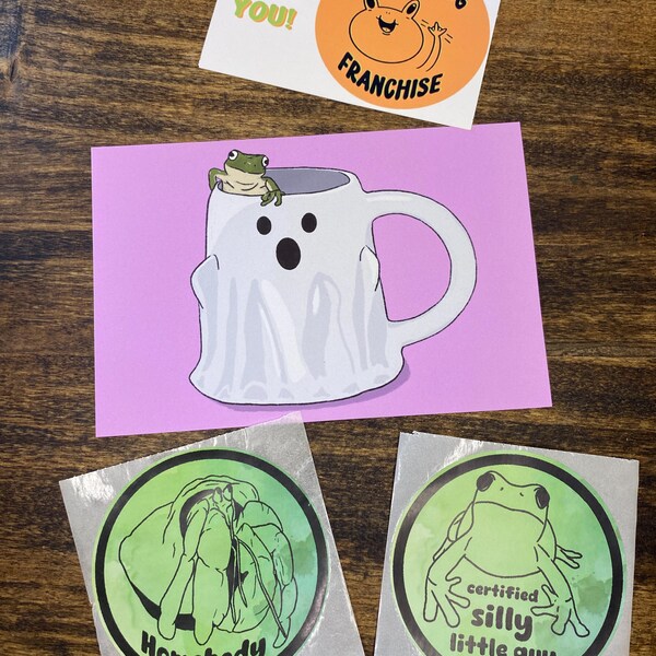 Pacman Frog Sticker | Glossy | Cute and Silly | Vibrant and Colorful ...