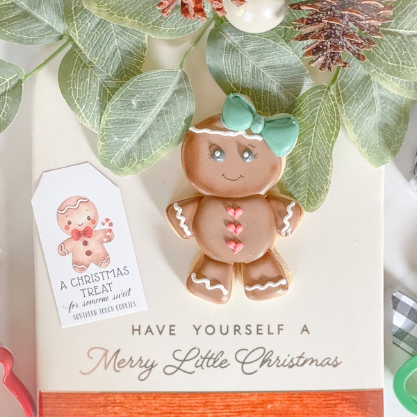 Gingerbread Man Christmas Gift Tag Template, Printable Cute Holiday ...