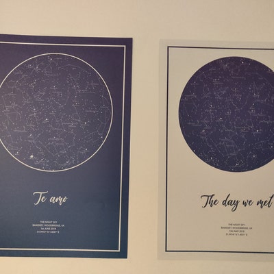 Custom Star Map Valentine's Christmas Gift First Kiss Poster Love ...