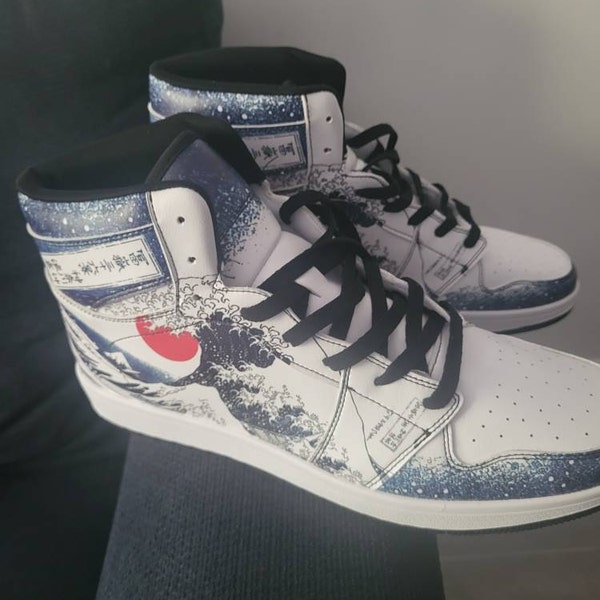 Great Wave off Kanagawa High Tops, Wave off Kanagawa Shoes, Katsushika ...
