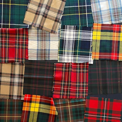 Tartan Fabric Patchwork Patches 20 Squares 23 Cm X 23 Cm 100% Pure Wool ...