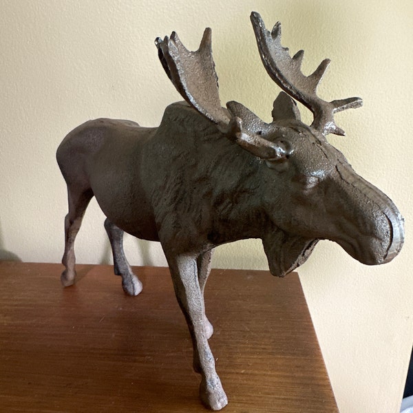 Cast Iron Moose Statue Figure Art Doorstop Elk Cabin Lake Home Decor ...