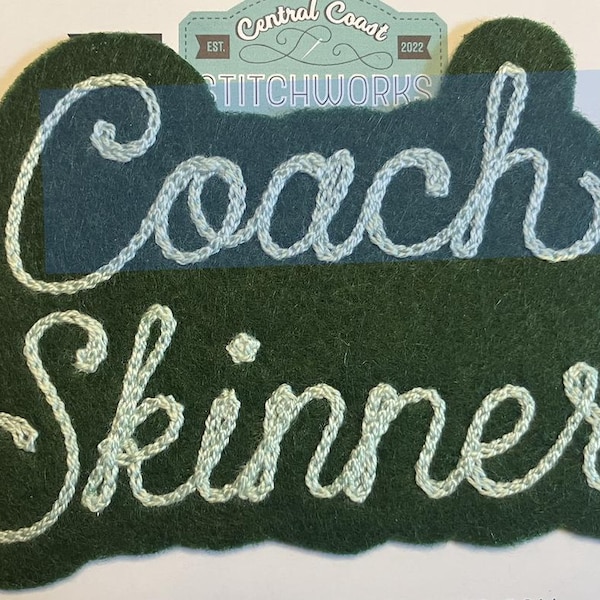 Custom Name Patch With Cursive Script Font | Handmade Chainstitch Embroidered Personalized Iron ...