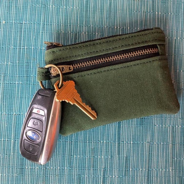 Green Canvas Keychain Wallet Pouch, Double Zipper Coin Purse - Etsy