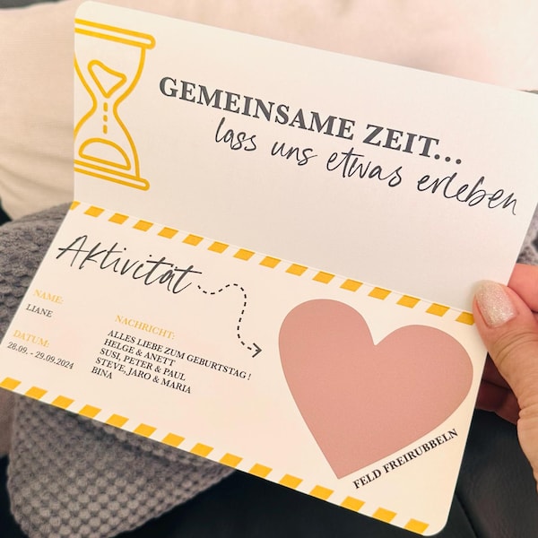 Gutschein Zeit statt Zeug Personalisiert aufklappbar | Rubbelkarte ...