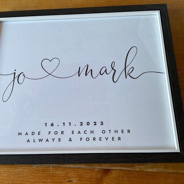 Personalised Print, Custom Couple Names and Date Print, Personalised ...
