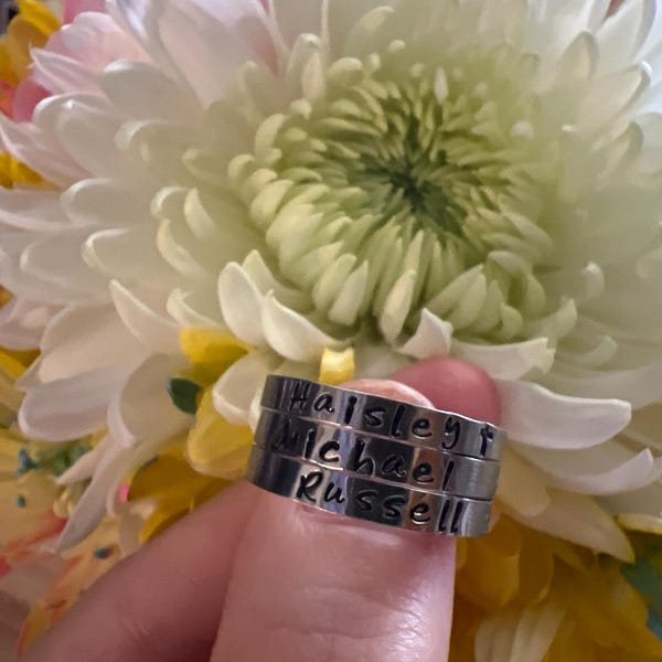 Personalized Name Ring Mom Ring Kids Names Custom Ring Stacking Mom ...