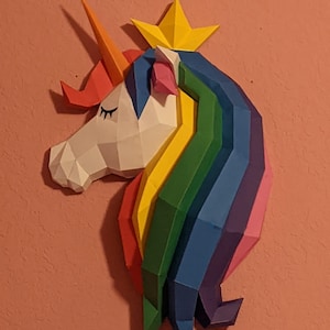 Papercraft 3D Unicorn on Clouds & Rainbow PDFSVG Template for - Etsy