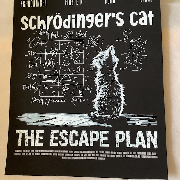 Schrödinger's Cat Escape Plan Poster: Funny Science Art Print - Etsy