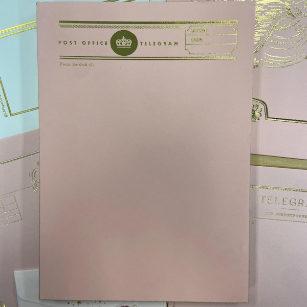Pink Notepad With Telegram Motif Gold Edges 70 Sheets Each One Gold ...