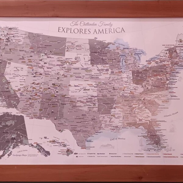 World Map Push Pin, USA National Parks Included, Illustrated World Pin ...