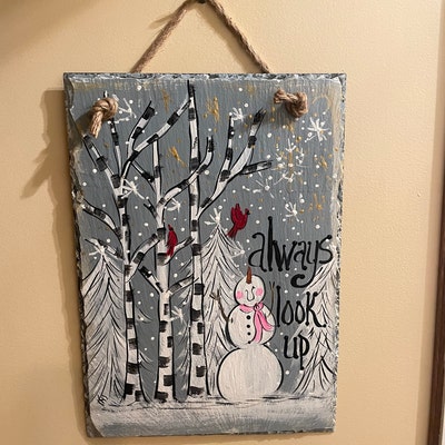 Winter Slate Sign. Snowman Slate. Holiday Slate Painted Slate Sign ...