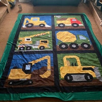 Construction Vehicles Twin Size Quilt Pattern 64x85, 6 Construction ...