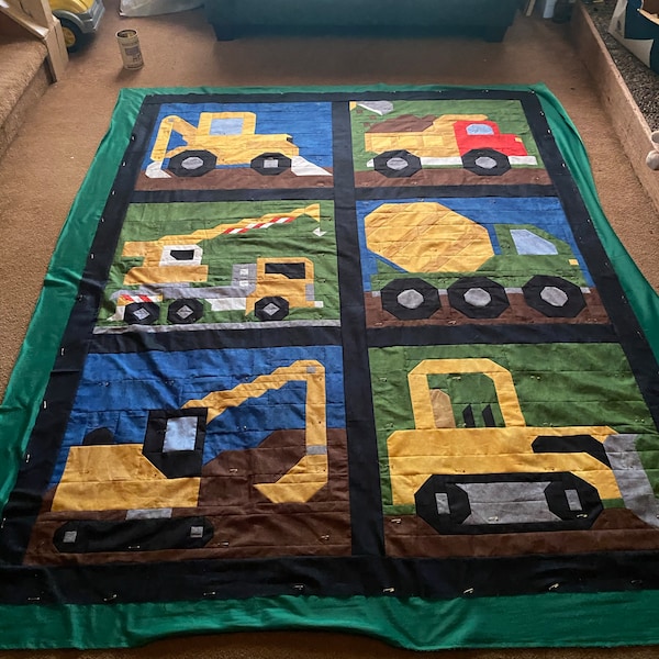 Construction Vehicles Quilt Pattern: Twin Size, 6 Trucks (PDF) - Etsy