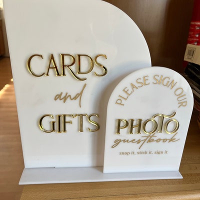 Frosted Arch Acrylic Duo Sign, Cards and Gifts Sign, Guestbook Sign ...