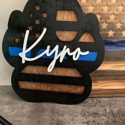 Police K9 Paw Print Sign, Thin Blue Line K9 Sign, Law Enforcement Decor ...