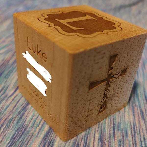 Personalized BAPTISM BLOCK - a Solid Hardwood Heirloom Christening Gift ...