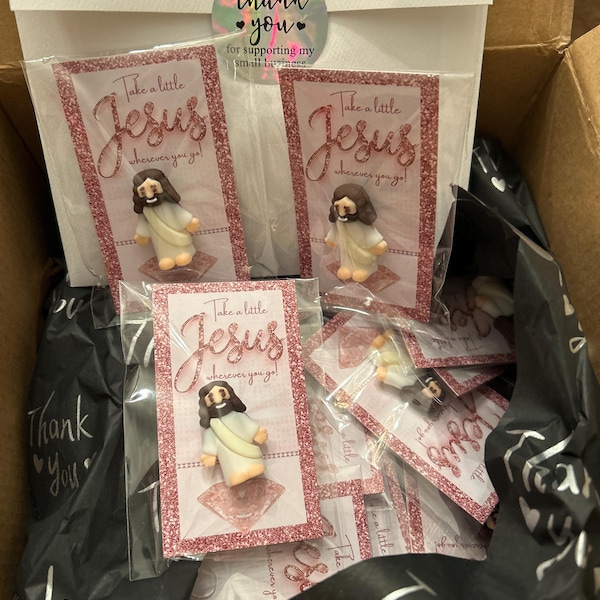 Mini Jesus Figurine, Little Jesus Pocket Cards, Church Party Favors ...