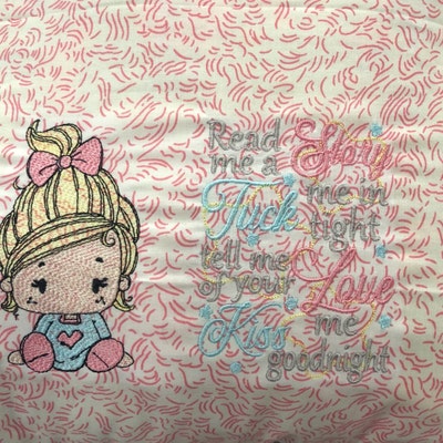 Read Me A Story Love Girl Embroidery Reading Pillow Saying, Pocket ...