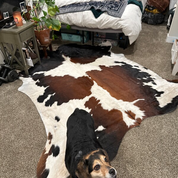 Hides Bazaar Dark Tricolor Cowhide Rug - Genuine Cow Hide Area Rug 5x7 ...