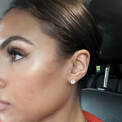 14K Solid Gold Drop Tragus Piercing / Minimalist Flat Back Helix ...