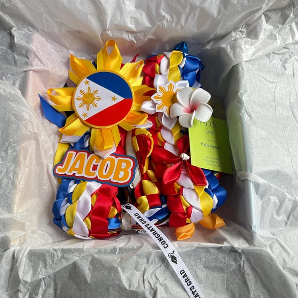 Philippines Grad Lei, Filipino Grad Lei, Filipino Flag Lei - Etsy