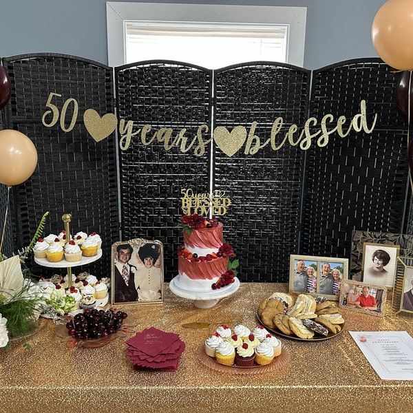 50 Years Blessed Banner | Over the Hill | 50th Anniversary | 50th ...