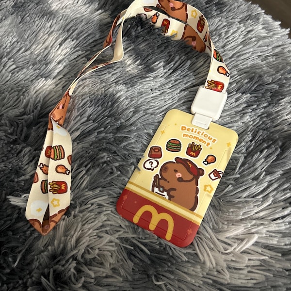 Cute Cartoon Pattern ID Card Holder & Lanyard, Badge Holder, Stylish ID ...